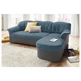 Ecksofa DOMO collection "Elva, zeitloses Design, elegante R&uuml;ckensteppung, Breite 233cm L-Form", grau (dunkelgrau, petrol), B:240cm H:84cm T:82cm, Kunstleder SOFTLUX / Struktur ( 100% Polyester);Microfaser PRIMABELLE (100% Polyester);(gepr&auml;gte) Luxus-Microfaser (100% Polyester), Sofas, Ecksofa, wahlweise mit Bettfunktion und Federkern