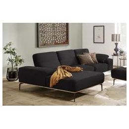 Ecksofa W.Schillig "run, Designsofa mit tollem Sitzkomfort, L-Form", schwarz (midnight w82), B:299cm H:88cm T:178cm, Longlife Xtra-Leder Z73: Naturwalkleder der Luxusklasse aus den erlesensten Rohh&auml;uten. Hautst&auml;rke 1, 1 &ndash; 1, 3 mm;ROHLEDER Jacquard-Flachgewebe Q2 W60 (63% Polyester, 37% Polyacryl);ROHLEDER Chenille-Flachgewebe Q2 W77 (68% Polyacryl, 32% Polyester);Stoff S37 (100% Polyester), Sofas,