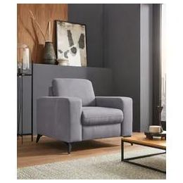 Sessel Home Affaire "Lolland", grau (steel), B:98cm H:88cm T:88cm, Luxus-Microfaser ALTARA NUBUCK (100% Polyester);Struktur Flausch (90% Polyester, 10% Polyamid);Struktur impr&auml;gniert - feucht abwischbar (100% Polyester), Sessel, Sessel, passend zur Serie "Lolland", wahlweise mit feucht abwischbarem Bezug