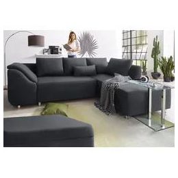 Ecksofa Collection AB "Sally L-Form", grau (anthrazit), B:256cm H:87cm T:165cm, Microfaser PRIMABELLE (100% Polyester) / Struktur (80% Polyester, 20% Acryl);Struktur (80% Polyester, 20% Acryl);Kunstleder SOFTLUX / Struktur (80% Polyester, 20% Acryl);Microfaser PRIMABELLE (100% Polyester) / Cord (100% Polyester), Sofas, Ecksofa, mit und ohne Bettfunktion, inklusive loser R&uuml;cken- und Zierkissen, Top