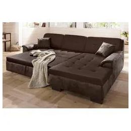 Ecksofa Home Affaire "Bergen zeitlos & elegant, Breite 267cm, L-Form", braun (dunkelbraun), B:267cm H:83cm T:178cm, MELROSE/Struktur (100% Polyester);MELROSE (100% Polyester);Microfaser PRIMABELLE (100% Polyester), Sofas, Ecksofa, wahlweise mit Bettfunktion L-Form