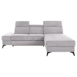 Ecksofa Home Affaire "Cardiz L-Form", silber, B:246cm H:83cm T:173cm, Webstoff (100% Polyester);Luxus-Microfaser Paris (90% Polyester/10% Polyamid);Struktur fein (100% Polyester);Samtoptik (100% Polyester), Sofas, Ecksofa, inkl.Kopfteilverstellung und Federkern wahlweise mit Bettfunktion