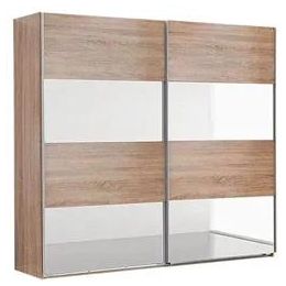 Schwebet&uuml;renschrank wimex "Easy", braun (struktureichefarben hell, spiegel), B:135cm H:210cm T:65cm, Schr&auml;nke, Schwebet&uuml;renschrank, mit Teilspiegel