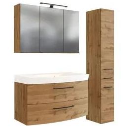 Badm&ouml;bel-Set Welltime "Chicago", braun (wotaneiche), B:130cm H:200cm T:50cm, MDF, Kastenm&ouml;bel-Sets, Badm&ouml;bel-Set, Soft-Close-Funktion