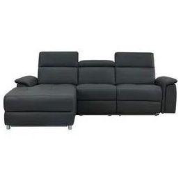 Ecksofa Home Affaire "Pareli, L-Form, 259cm,m. Recamiere, Echtleder, Kunstleder, Webstoff", braun, B:259cm H:98cm T:163cm, Echtleder/Kunstleder, Sofas, Ecksofa, man. o. elektr. Relaxfunktion, USB/Kopfteilverstellg u. LED