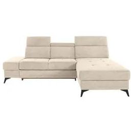 Ecksofa Home Affaire "Cardiz L-Form", beige (creme), B:246cm H:83cm T:173cm, Webstoff (100% Polyester);Luxus-Microfaser Paris (90% Polyester/10% Polyamid);Struktur fein (100% Polyester);Samtoptik (100% Polyester), Sofas, Ecksofa, inkl.Kopfteilverstellung und Federkern wahlweise mit Bettfunktion