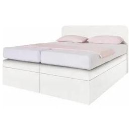 Boxspringbett, wei&szlig;, B:195cm L:212cm, Box und Kopfteil: Microvelours (100% Polyester) oder Kunstleder (Polyurethan);Bezug der Obermatratze: 100% Polyester, Westfalia Schlafkomfort, Komplettbetten, Boxspringbett, wahlweise mit Bettkasten