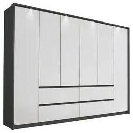 Dreht&uuml;renschrank Rauch "Mainz mit Passepartout", grau (graumetallic, alpinwei&szlig;), B:275cm H:212cm T:58cm, Holzwerkstoff, Schr&auml;nke, Dreht&uuml;renschrank, optional mit Beleuchtung, Au&szlig;ent&uuml;ren mit Push-to-Open Funktion