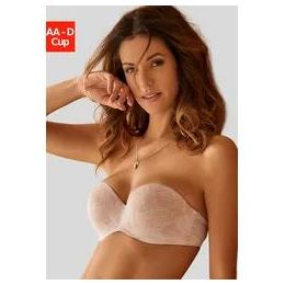 Multiway-BH Nuance, Damen, Gr. 90, Cup A, wei&szlig; (wei&szlig;, nougat), Spitze, Obermaterial: 85% Polyamid, 15% Elasthan, BHs Bandeau-BH BH Spitzenw&auml;sche Tr&auml;gerlose-BH Spitzen-BH Neckholder-BH Balconette-BH, mit 5 Tragevarianten, Dessous
