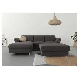 Sit & More Ecksofa SIT & MORE "Apulia L-Form", grau (fango), B:250cm H:78cm T:185cm, Webstoff (100% Polyester);Struktur weich (90% Polyester, 10% Polyamid);Luxus-Microfaser Euphoria (100% Polyester);Samtoptik (100% Polyester), Sofas, Ecksofa, wahlweise Bettfunktion, Bettkasten und Kopf- und Armteilverstellung