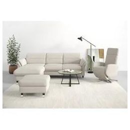 Sit & More Ecksofa SIT & MORE "Grenoble L-Form mit Federkern", beige (creme), B:251cm H:85cm T:161cm, Sofas, Ecksofa, wahlweise mit Bettfunktion, Bettkasten, Arm- und Kopfteilverstellung