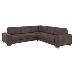 Ecksofa Home Affaire "Puccini L-Form", braun (nuss), B:276cm H:86cm T:271cm, Luxus-Microfaser Lederoptik (100% Polyester);Luxus-Microfaser (100% Polyester);Luxus-Microfaser ALTARA NUBUCK (100% Polyester), Sofas, Ecksofa, mit Federkern, Sitztiefenverstellung, Kontrastnaht