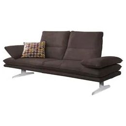 2-Sitzer W.Schillig "broadway, Designsofa mit tollem Sitzkomfort", braun (mocca s37), B:216cm H:94cm T:96cm, Stoff S37 (100% Polyester): Luxus-Microfaser in Lederoptik, Sofas, Sitztiefenverstellung, Kopfteil- & Seitenteilverstellung, Breite 216cm