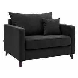 Loveseat Home Affaire "Renesse", schwarz, B:112cm H:74cm T:90cm, Luxus-Microfaser ALTARA NUBUCK (100% Polyester);Samtvelours 100% Polyester, Sessel, lose Kissen, Keder an Sitzkissen