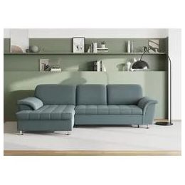 Ecksofa DOMO collection "Franzi Steppung im Sitzbereich B7T/H: 278/162/80 cm, L-Form", blau (eisblau), B:278cm H:80cm T:171cm, Flachgewebe (100% Polyester);Chenille (100% Polyester), Sofas, Ecksofa, wahlweise mit Bettfunktion, Bettkasten und Kopfteilverstellung