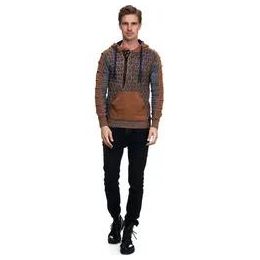 Kapuzensweatshirt Rusty Neal, Herren, Gr. M, braun (braun, grau), 75% Polyacryl, 25% Baumwolle, mehrfarbig, unifarben, normal, ohne Ausschnitt, Sweatshirts, in ausgefallenem Design