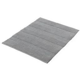 Badematte Kleine Wolke "Tikka", grau (silbergrau), H:5mm, Baumwolle, Badematten, Badematte, Badteppich, Uni-Farben, gestreift, Hoch-Tief Effekt