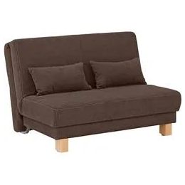Schlafsofa Home Affaire "Gina", braun, B:120cm H:86cm T:95cm, Chenille (100% Polyester), Sofas, Schlafsofa, vom Sofa zum Bett mit einem Handgriff, in 4 Breiten, Nierenkissen