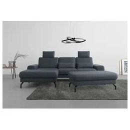 Sit & More Ecksofa SIT & MORE "Cinturo L-Form", blau (dunkelblau), B:283cm H:91cm T:175cm, Sofas, Ecksofa, inklusive Sitztiefenverstellung und Federkern, Sitzh&ouml;he 48 cm