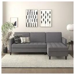 Ecksofa DOREL HOME "Presley, L-Form", grau, B:213cm H:83cm T:154cm, Webstoff, 100% Polyester, Sofas, Ecksofa, Ecksofa mit Bett-Funktion und Stauraum, verstellbare R&uuml;ckenlehne
