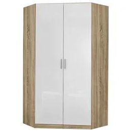 Eckkleiderschrank Rauch "Kleiderschrank Schrank Eckschrank Ankleide Garderobe CELLE", wei&szlig; (struktureichefarben hell, hochglanz wei&szlig;), B:117cm H:197cm T:117cm, Holzwerkstoff, Schr&auml;nke, Eckkleiderschrank, optional mit Spiegel oder Hochglanzfront MADE IN GERMANY