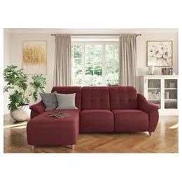 Ecksofa Home Affaire "Boston L-Form", rot (bordeaux), B:254cm T:170cm, Struktur (100% Polyester);Luxus-Microfaser Florence (100% Polyester);Chenille (100% Polyester);NaturLEDER (reines Rindsleder), Sofas, Ecksofa, Kopfteilverstellung an jeder Sitzfl&auml;che, wahlweise Relaxfunktion