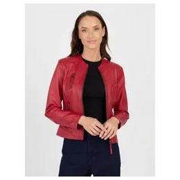 Bikerjacke JCC "12530", Damen, Gr. 38, rot, Obermaterial: 100% Leder Lamm; Futter: 100% Polyester, Jacken