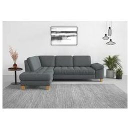 Sit & More Ecksofa SIT & MORE "Westham L-Form", grau, B:261cm H:88cm T:179cm, 100% Polyester, Sofas, Ecksofa, mit Ottomane, mit oder ohne Bettfunktion, Bettkasten, Verstellung