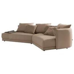 Ecksofa DESIGNWERK "New York L-Form, anmutendes Designsofa", beige (liver), B:333cm T:179cm, 100% Polyester, Sofas, Ecksofa, mit moderner R&ung im R&uuml;cken