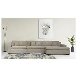 Ottomane Home Affaire "Skara L-Form", beige (dunkelbeige), B:310cm H:86cm T:100cm, 100% Polyester, Sofas, Ottomane, Lounge-Sofa mit Federkernpolsterung, in vielen Bezugsvarianten