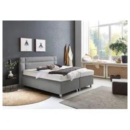 Boxspringbett, grau (feinstrukturstoff grau), Ohne Topper, Liegefl&auml;che B/L: 180cm x 200cm, H3, Bonnell-Federkernmatratze, Bezug Unterbox und Kopfteil: Feinstrukturstoff (77% Polyester, 23% Viskose);Bezug Obermatratze 100% Polyester, waschbar bis 60C, Westfalia Schlafkomfort, Komplettbetten, Boxspringbett, in diversen Ausf&uuml;hrungen