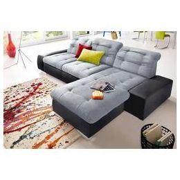 Sit & More Ecksofa SIT & MORE "Palomino L-Form", grau (schwarz, hellgrau), B:284cm H:84cm T:109cm, Kunstleder SOFTLUX/Struktur (100% Polyester);Kunstleder SOFTLUX/Feinstruktur (100% Polyester);Kunstleder SOFTLUX/ NaturLEDER (echtes Rindsleder), Sofas, Ecksofa, wahlweise XL oder XXL und mit Bettfunktion