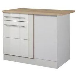 Eckunterschrank KOCHSTATION "KS-Wien", wei&szlig; (wei&szlig; hochglanz), B:110cm H:85cm T:60cm, Holzwerkstoff, MDF, Schr&auml;nke, Eckunterschrank, Breite 110 cm