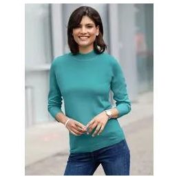 Stehkragenpullover Classic Basics "Pullover", Damen, Gr. 40, blau (ozean), 100% Polyacryl, unifarben, figurumspielend, Pullover Stehkragenpullover