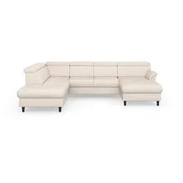 Sit & More Wohnlandschaft SIT & MORE "Marano U-Form", beige (creme), B:304cm T:216cm, 100% Polyester, Sofas, Wohnlandschaft, inklusive Kopfteilverstellung, wahlweise mit Bettfunktion, Bettkasten