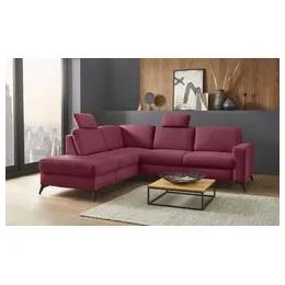 Ecksofa Home Affaire "Lolland L-Form", rot (bordeaux), B:249cm H:88cm T:212cm, Struktur impr&auml;gniert - feucht abwischbar (100% Polyester);Struktur Flausch (90% Polyester, 10% Polyamid);Luxus-Microfaser ALTARA NUBUCK (100% Polyester), Sofas, Ecksofa, Wahlweise mit Bettfunktion und Stauraum, auch mit abwischbarem Bezug