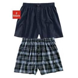 H.I.S. Boxer H.I.S "Boxershorts f&uuml;r Herren", Herren, Gr. 4XL, 2 Stk., blau (marine, kariert), Obermaterial: 100% Baumwolle, kariert, unifarben, k&ouml;rpernah, Unterhosen, in weiter Passform