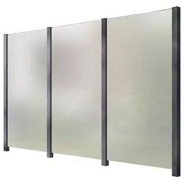 Zaun STAKET PRO, grau, Pfosten: 4 Stk., Aluminium, Glas, Zaunelemente, Glaszaun, Gesamtl&auml;nge: 3,284 m, 4 Pfosten