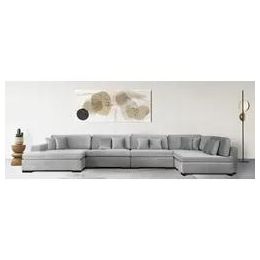 Wohnlandschaft Home Affaire "Skara XXL U-Form", grau, B:510cm H:86cm T:250cm, 100% Polyester, Sofas, Wohnlandschaft, Lounge-Sofa XXL mit Federkern-Polsterung, in vielen Bezugsvarianten