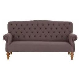 Chesterfield-Sofa Home Affaire "Lord", braun, B:188cm H:93cm T:84cm, Struktur fein (100% Polyester);Luxus-Microfaser Lederoptik (100% Polyester), Sofas, mit echter Chesterfield-Knopfheftung und Ziern&auml;geln