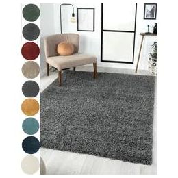 Hochflor-Teppich "My Shaggy", grau (dunkelgrau), B:160cm H:37mm L:230cm, Polypropylen (PP), MyFlair M&Ouml;BEL & ACCESSOIRES, Teppiche, Shaggy, Uni-Farben, leicht gl&auml;nzend, Microfaser, extra flauschig