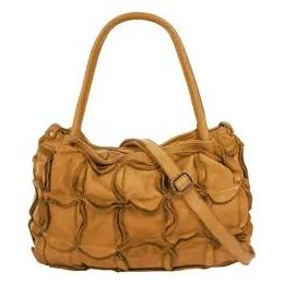 Shopper Samantha Look, Damen, Gr. B/H/T: 37cm x 25cm x 14cm onesize, gelb, Leder, vintage, Taschen Shopper, echt Leder, Made in Italy