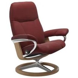 Relaxsessel stressless "Consul", rot (cherry paloma), B:91cm H:102cm T:79cm, Leder BATICK: BATICK ist ein leicht korrigiertes, durchgef&auml;rbtes und genarbtes M&ouml;belleder, bei dem die meisten Unebenheiten und Spuren in der Regel entfernt wurden.;Leder PALOMA: PALOMA ist ein durchgef&auml;rbtes Semianilin-M&ouml;belleder mit nat&uuml;rlicher Narbung.;ROHLEDER Stoff Q2 FARON: Ein fester zuverl&auml;ssiger Boucl&eacute; mit einem 