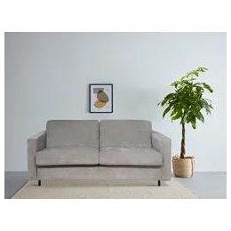 Schlafsofa Home Affaire "Virming", grau (light grau), B:188cm H:90cm T:98cm, 100% Polyester, Sofas, Schlafsofa, Dauerschlaf-Funktion mit Unterfederung und Matratze