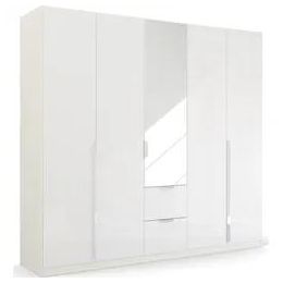 Dreht&uuml;renschrank Rauch "Kleiderschrank Schrank Garderobe Ankleide GLAMOUR BY QUADRA SPIN", wei&szlig; (alpinwei&szlig;, hochglanz wei&szlig;), B:226cm H:210cm T:54cm, Holzwerkstoff, Schr&auml;nke, Dreht&uuml;renschrank, mit Spiegel und Hochglanz-Front, Stangengriff MADE IN GERMANY