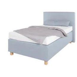 Boxspringbett, blau (strukturstoff hellblau), Liegefl&auml;che B/L: 120cm x 200cm, H3, 7-Zonen-Kaltschaummatratze, Westfalia Schlafkomfort, Komplettbetten, Boxspringbett, mit Zierkissen