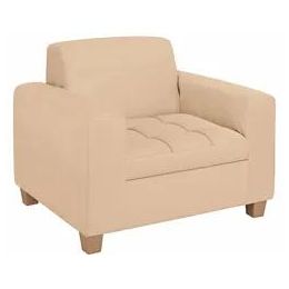 Sessel Home Affaire "Corby", beige (creme), B:101cm H:80cm T:86cm, Struktur fein (100% Polyester);Chenille (100% Polyester);NaturLEDER (echtes Rindsleder) auf Sitzfl&auml;che, Kunstleder im Korpus;Melrose (100% Polyester), Sessel, Sessel, Steppung auf Sitzfl&auml;che