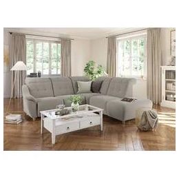 Ecksofa Home Affaire "Boston L-Form", beige (natur), B:272cm, Struktur (100% Polyester);Luxus-Microfaser Florence (100% Polyester);Chenille (100% Polyester);NaturLEDER (reines Rindsleder), Sofas, Ecksofa, Kopfteilverstellung an jeder Sitzfl&auml;che, wahlweise Relaxfunktion