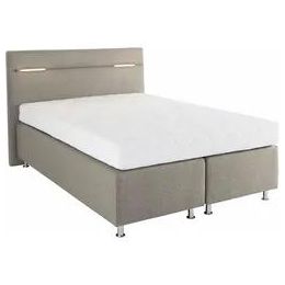 Boxspringbett, beige (struktustoff dunkelbeige), mit LED-Beleuchtung, Liegefl&auml;che B/L: 140cm x 200cm, H3, 7-Zonen-Kaltschaummatratze, Bezug Unterbox und Kopfteil: Strukturstoff (77% Polyester und 23% Viskose);Bezug Obermatratze 100% Polyester, waschbar bis 60C, Westfalia Schlafkomfort, Komplettbetten, Boxspringbett, wahlweise mit LED-Beleuchtung