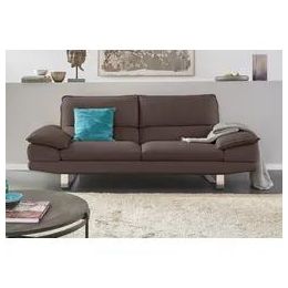 3-Sitzer Calia italia "Dave, Sitzkomfort der Extraklasse, tolle Details", braun (espresso), B:221cm H:87cm T:97cm, Leder SORRRENTO - 100% Leder;Leder BULL- 100% Leder, Sofas, Designsofa auf Kufenfu&szlig;, in zwei Lederqualit&auml;ten